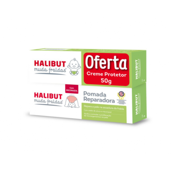 Halibut Muda Fraldas Pomada Reparadora 50G com Oferta de Creme Protetor ...